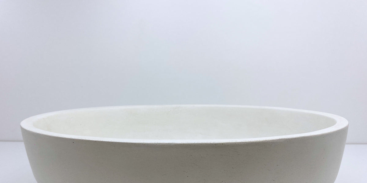 HELIA - Oval Concrete Bathroom Basin. Free Delivery. White Terrazzo ...