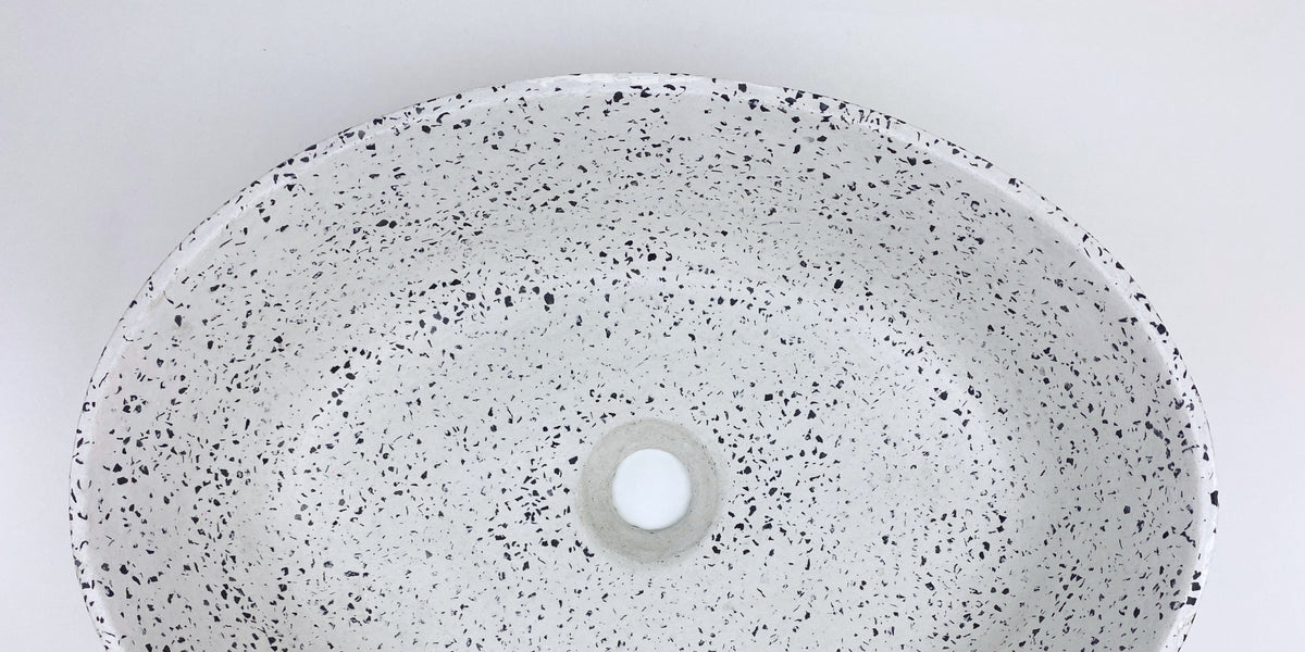 Calista - White Terrazzo (Black Aggregate) – Spring Hill Designs